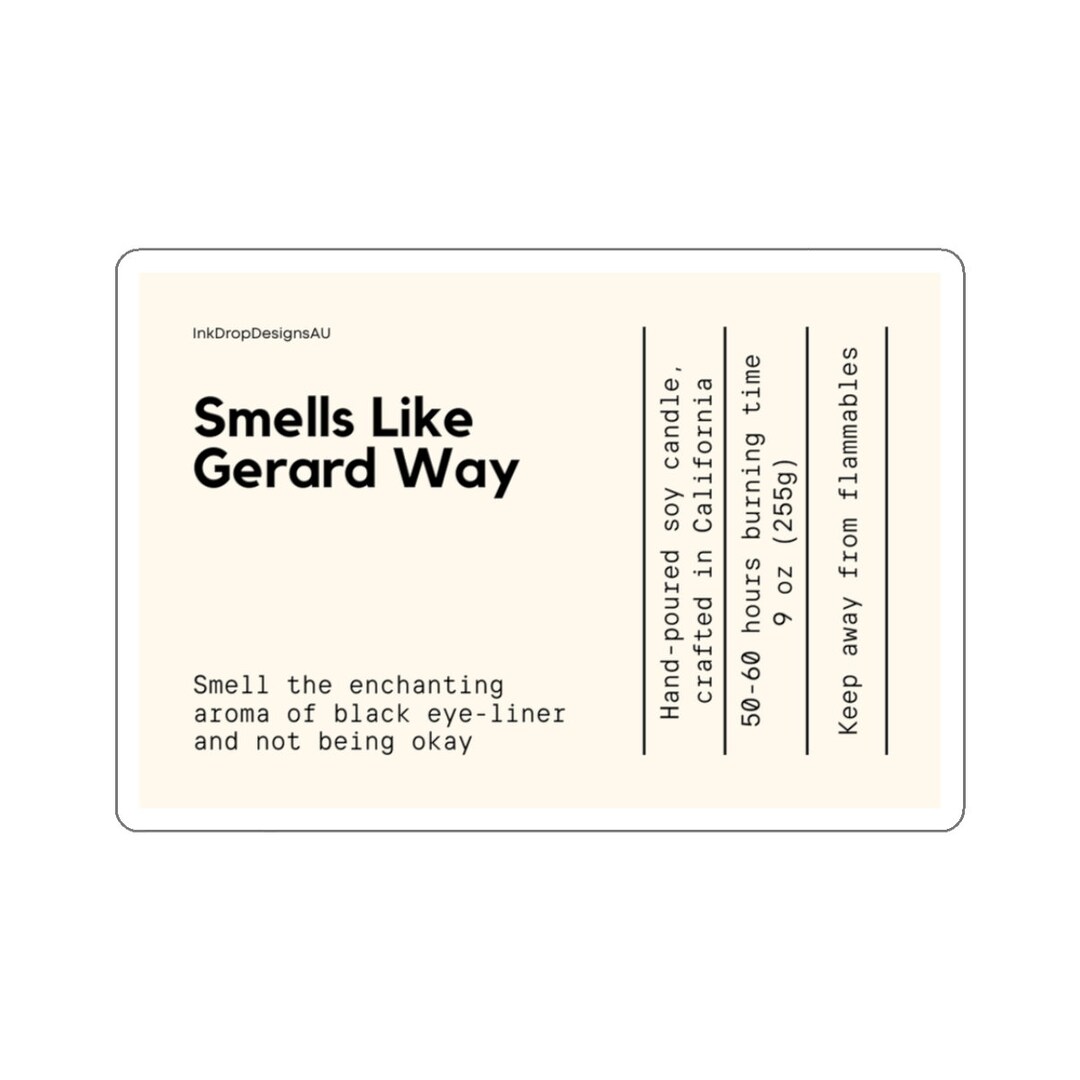 Smells Like Gerard Way Candle Sticker, My Chemical Romance, Novelty ...