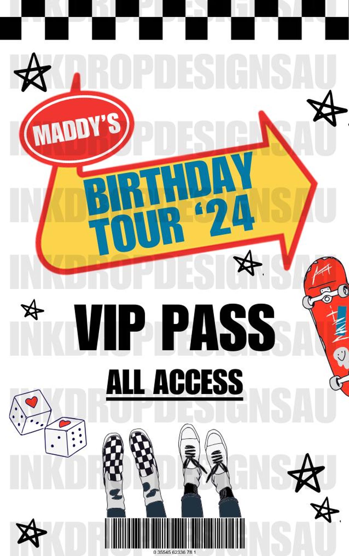 Warped Tour Birthday VIP Pass: Editable Canva Template (digital ...