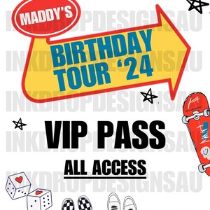 Warped Tour Birthday VIP Pass: Editable Canva Template (digital ...