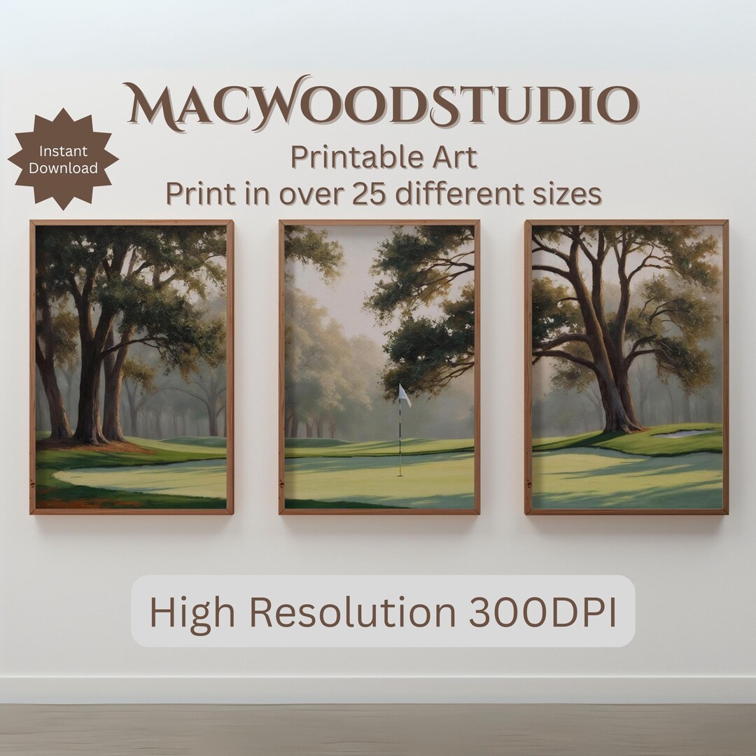 Vintage Golf Course Wall Art Set of 3 Printable Golf Decor for Home ...