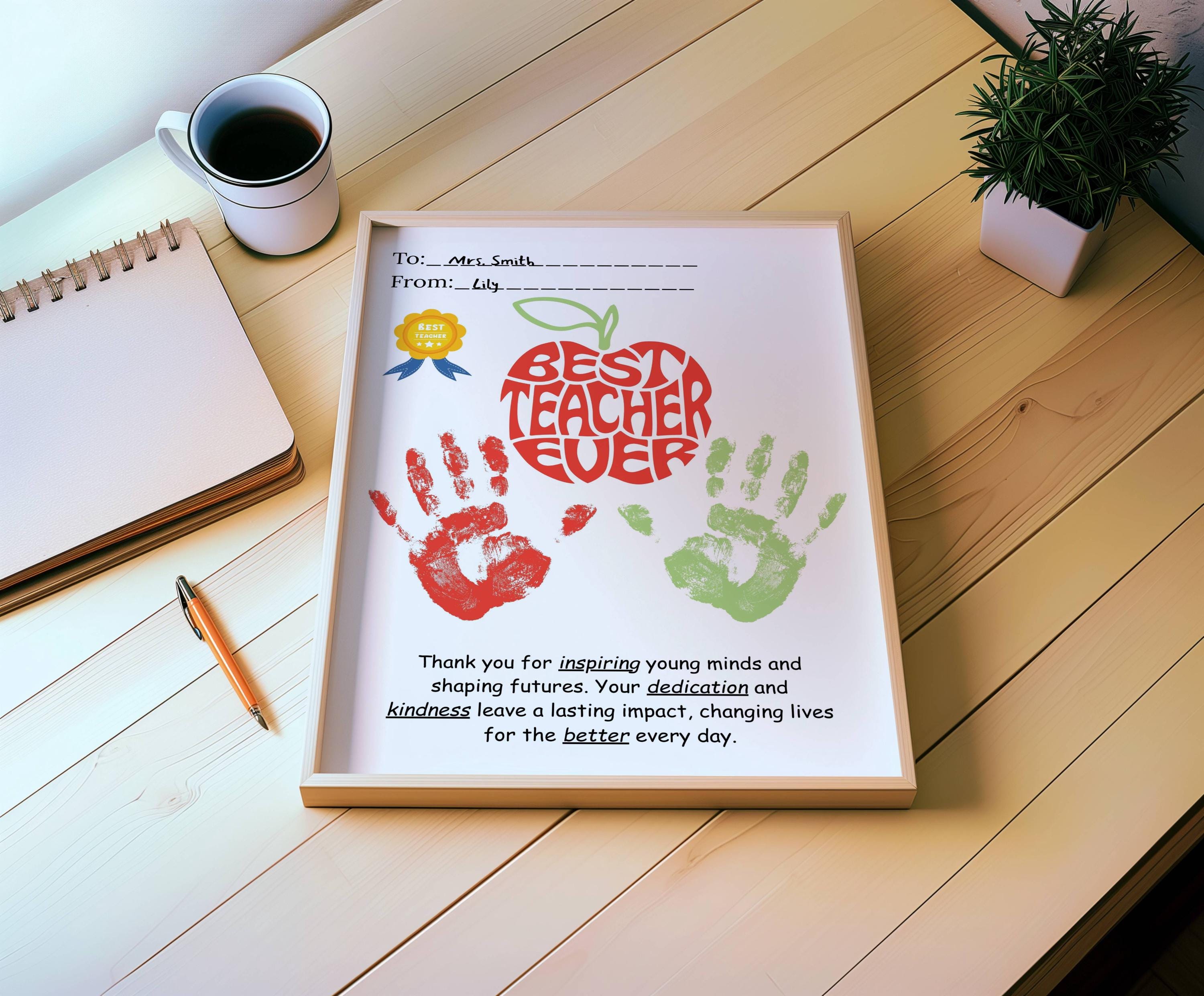 Teacher Appreciation Gift, Handprint DIY Keepsake, Personalized End of ...