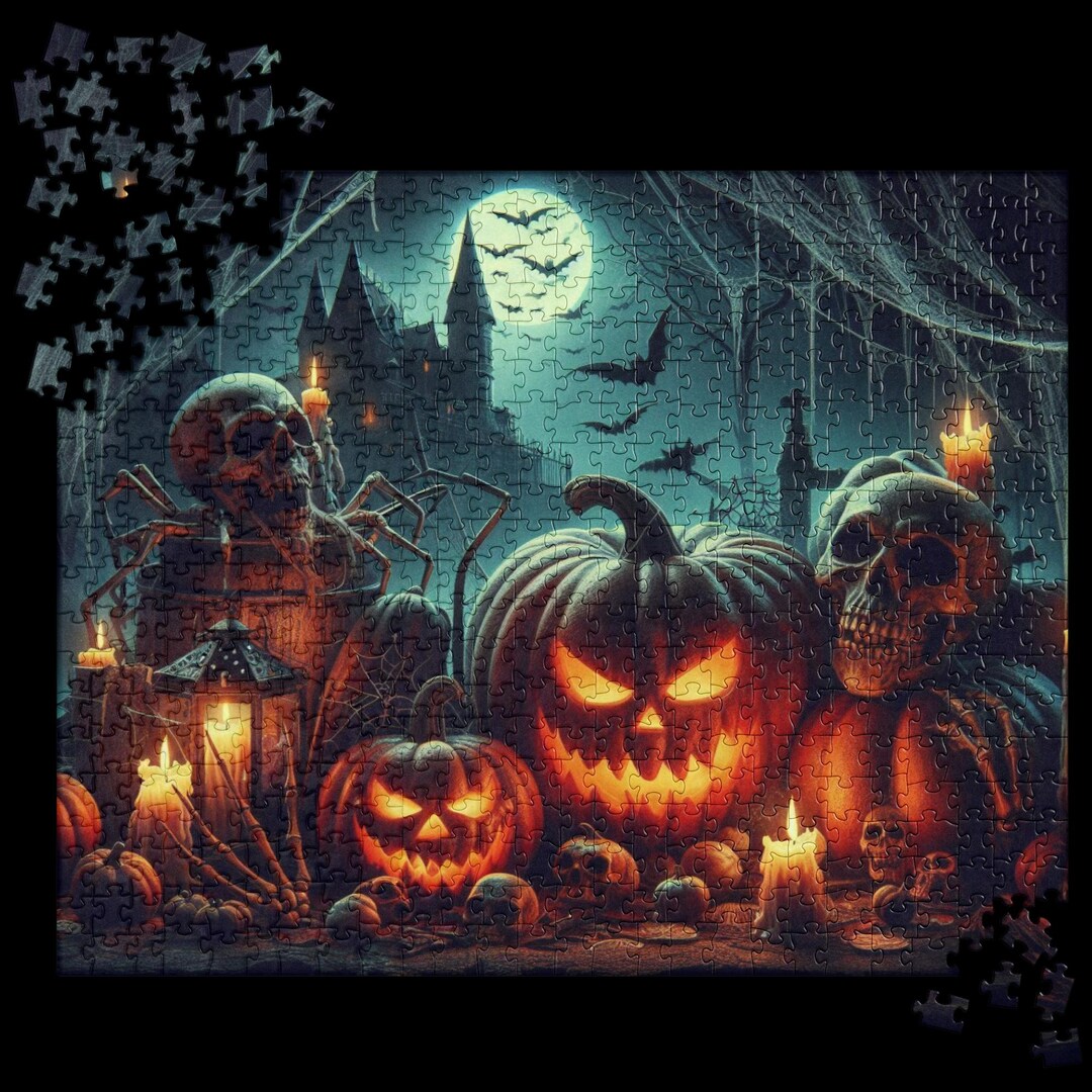 Spooky Halloween Jigsaw Puzzle High-resolution Scary Pumpkins 252 & 520 ...