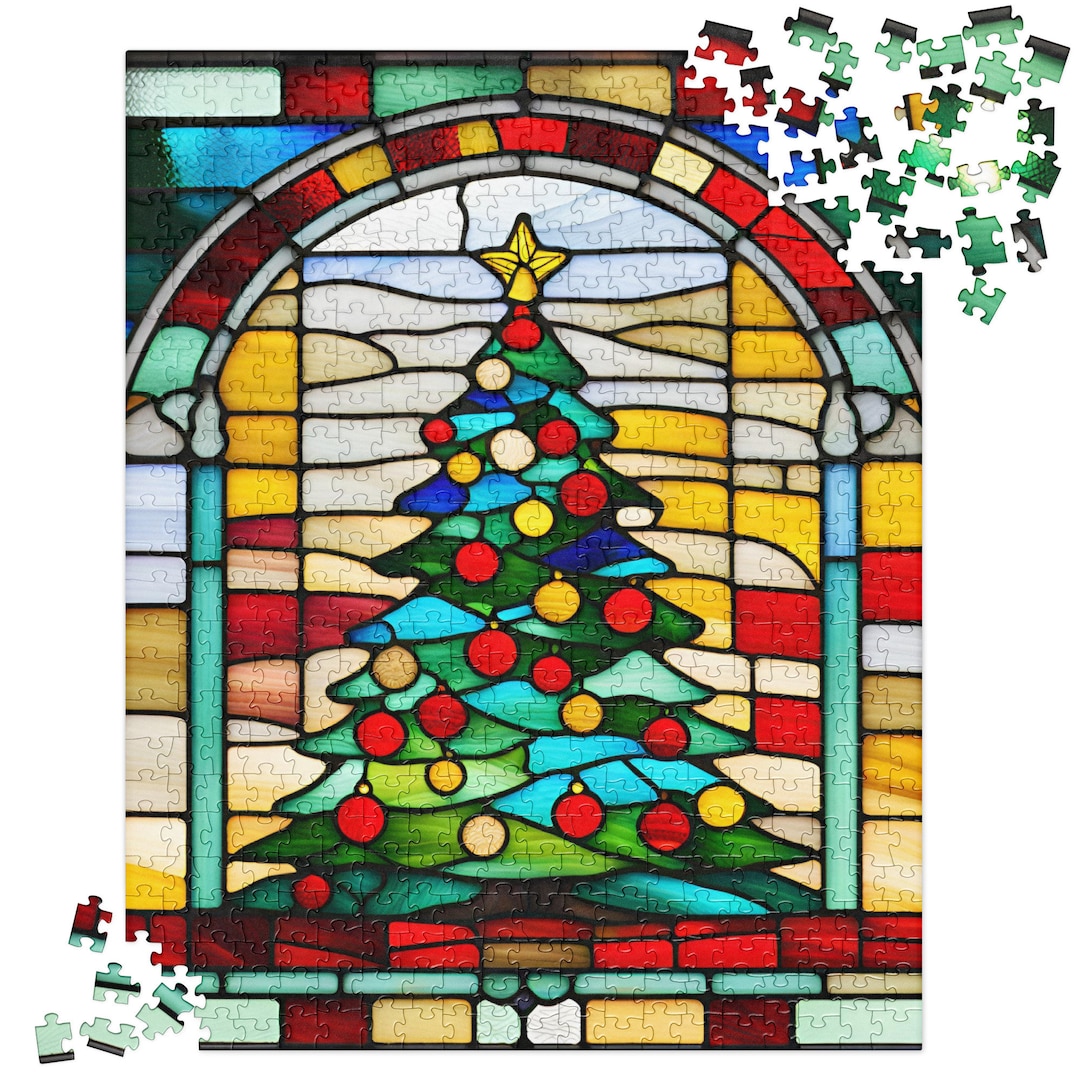 Stained Glass Christmas Tree Jigsaw Puzzle - Etsy