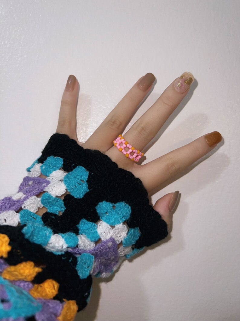 Y2k Beaded Ring Self-made Handmade Cool Ring - Etsy