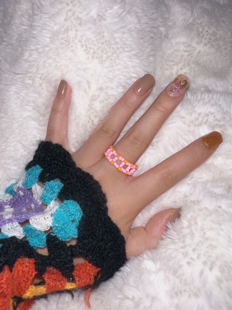 Y2k Beaded Ring Self-made Handmade Cool Ring - Etsy