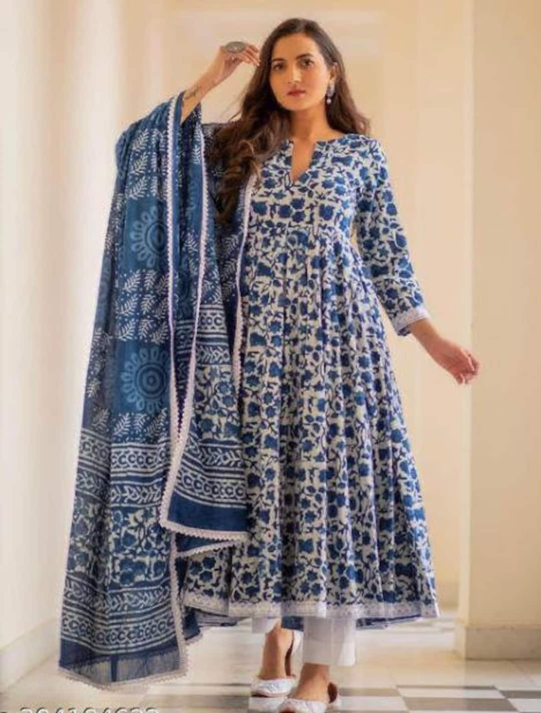 Beautiful 3 Piece Set Heavy Rayon Anarkali Kurti With Pant and Dupatta ...