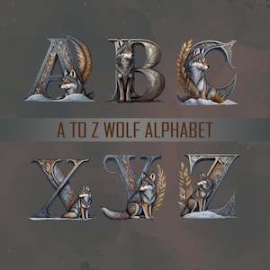Wolf Alphabet, A to Z Wolf Alphabet Clipart, 26 High Resolution Wolf ...