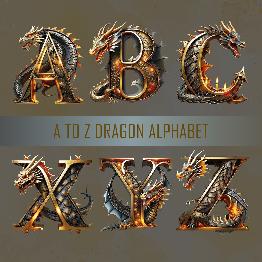Dragon Alphabet, 26 Different Letters Made of Dragon , Dragon Alphabet ...
