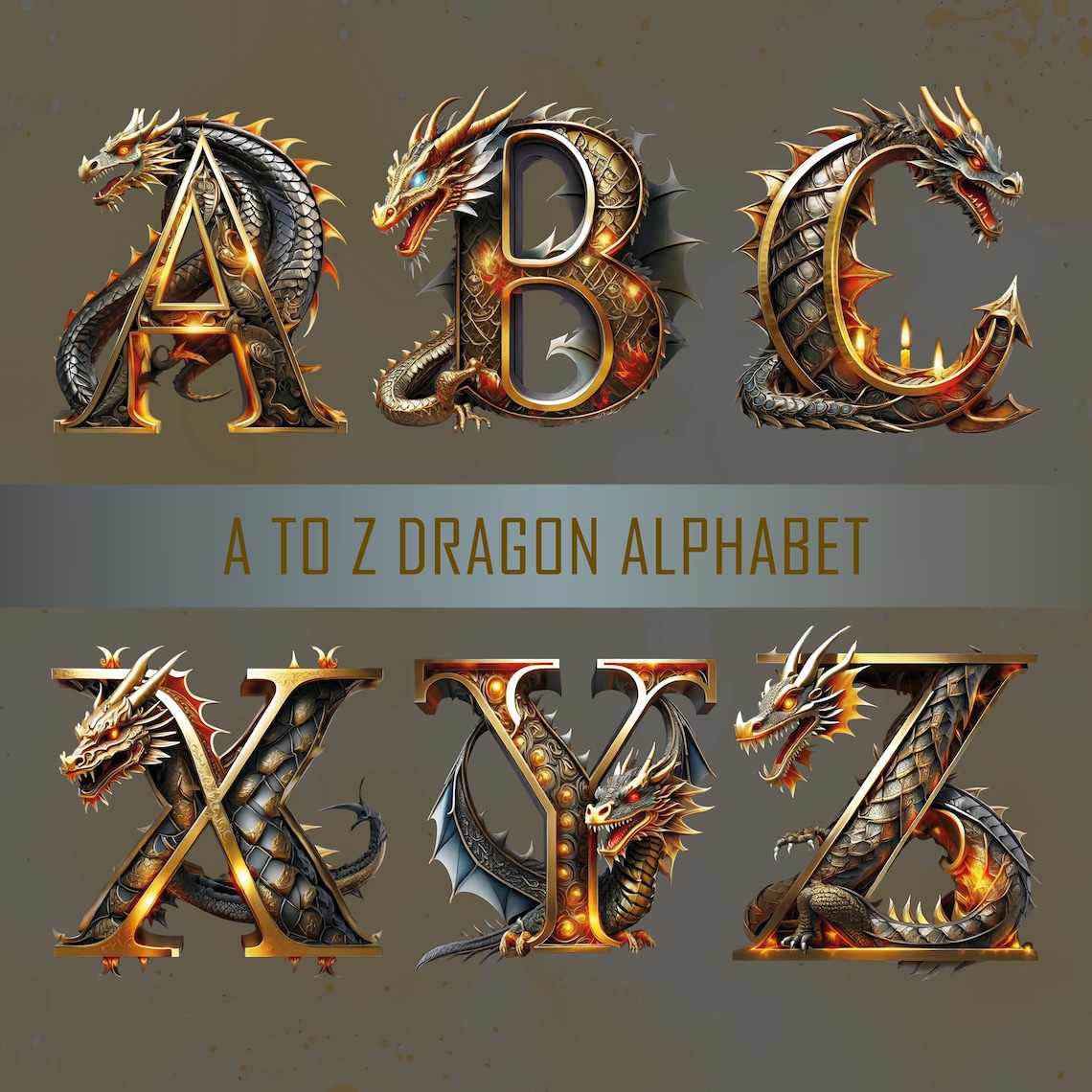 Dragon Alphabet Clipart: 26 Letter Set (digital Download) - Etsy