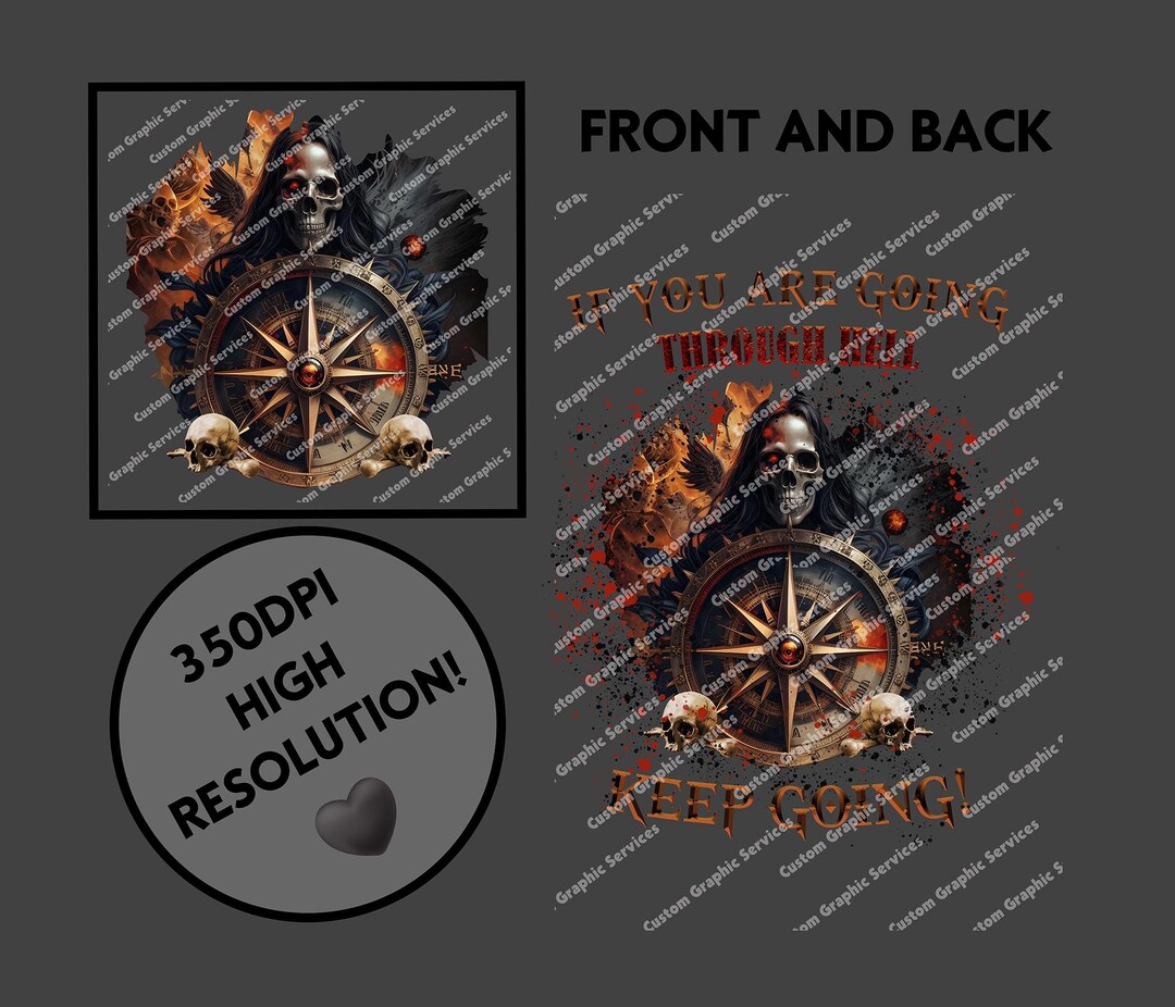 Gothic Skull Compass PNG: 2-sided T-shirt Design (digital Download) - Etsy