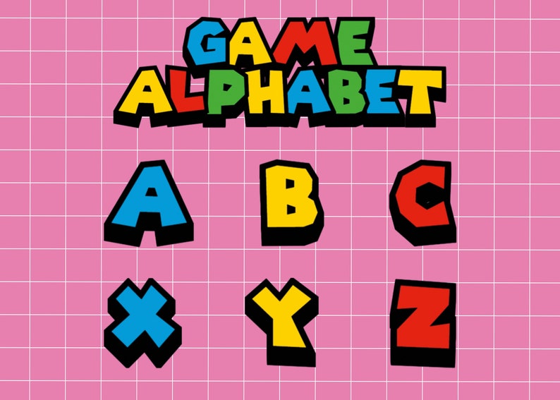 Super Mario Alphabet, Super Mario Letters, 6 Different Colors Alphabet ...