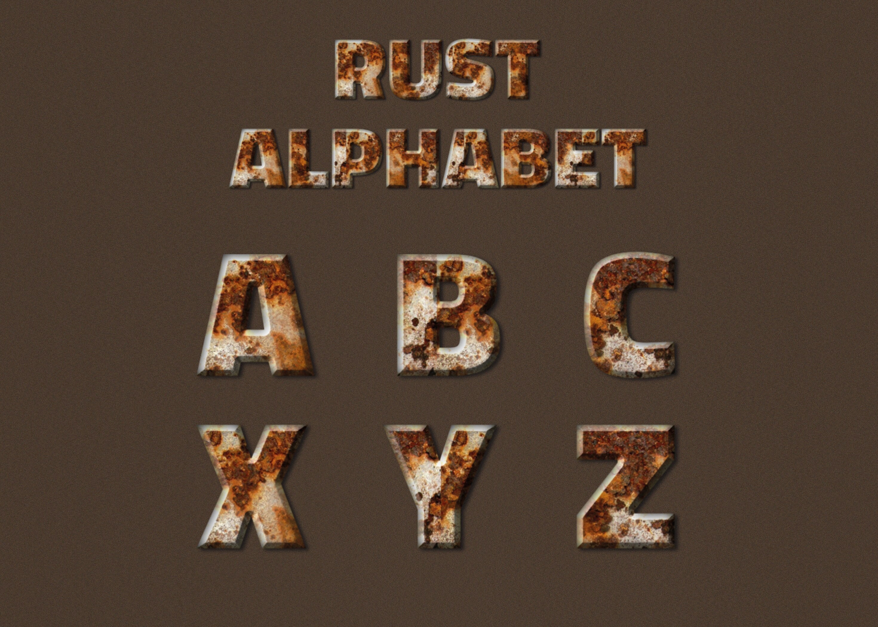 Custom Rust Alphabet Clipart: Uppercase, Lowercase, Numbers, Symbols ...