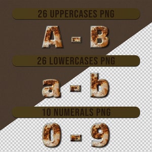 Custom Rust Alphabet Clipart: Uppercase, Lowercase, Numbers, Symbols ...