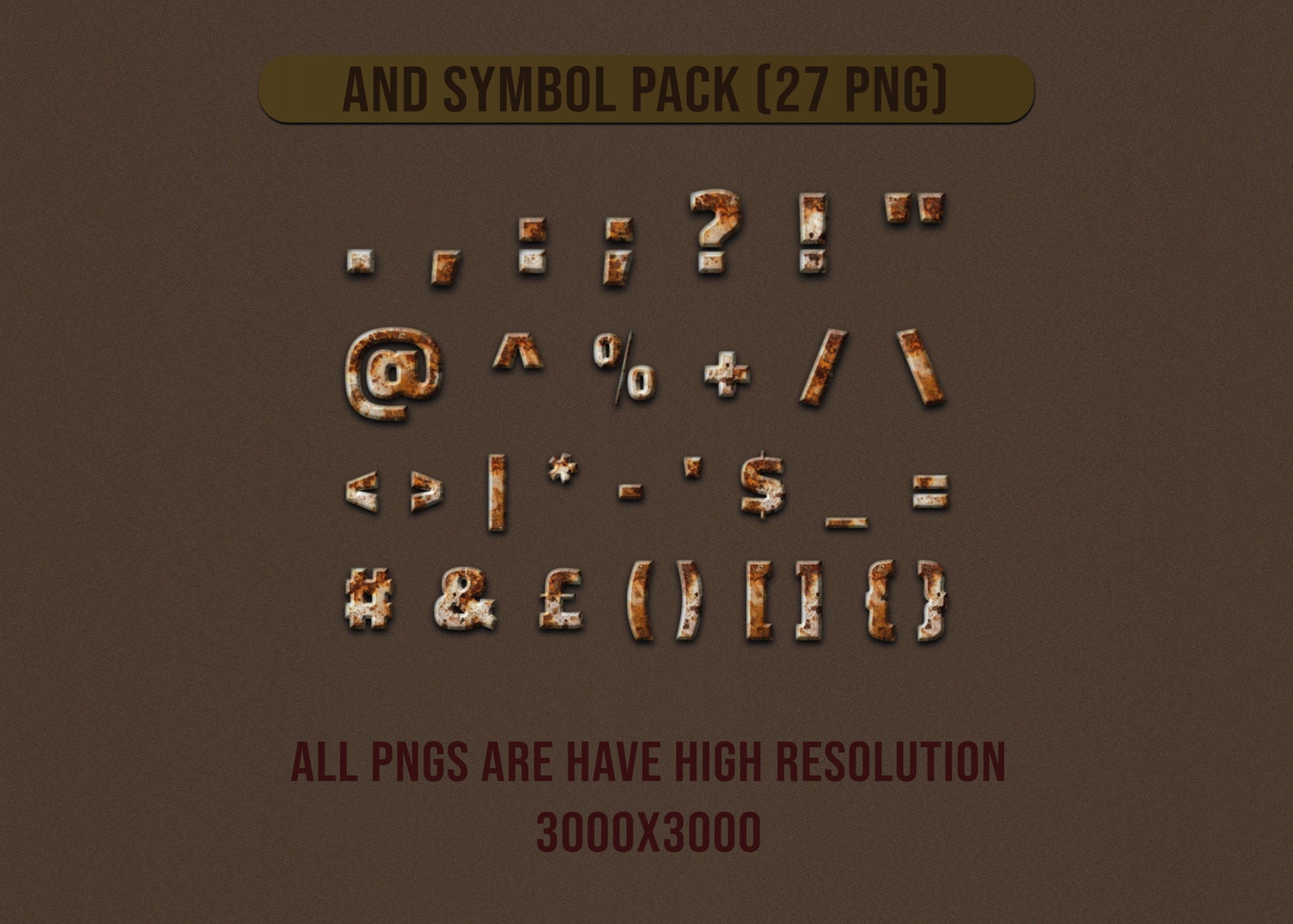 Custom Rust Alphabet Clipart: Uppercase, Lowercase, Numbers, Symbols ...