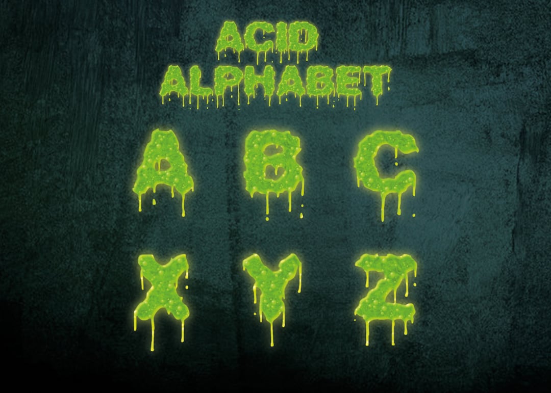 Acid Alphabet, Custom Melted Font Alphabet, Acid Themed Letters, 26 ...
