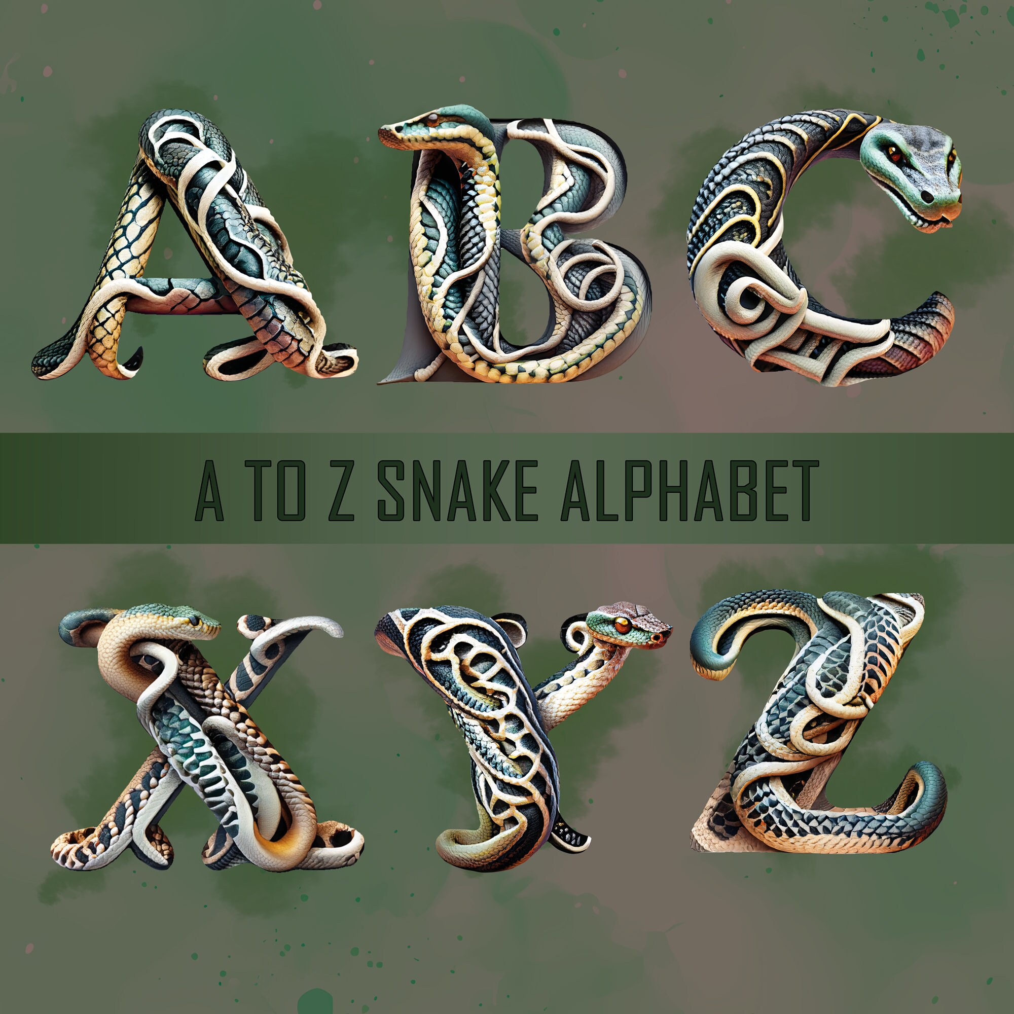 Snake Textured Alphabet, 26 Different Letters Made of Snake , Snake ...