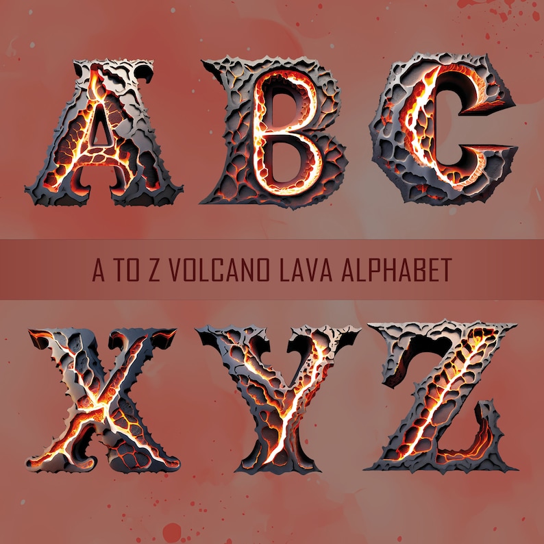 Volcano Lava Alphabet, 26 Different Letters Made of Lava Texture ...