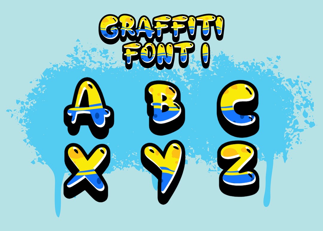 Graffiti Alphabet Style 1, Graffiti Font, Custom Graffiti Letters 26 ...