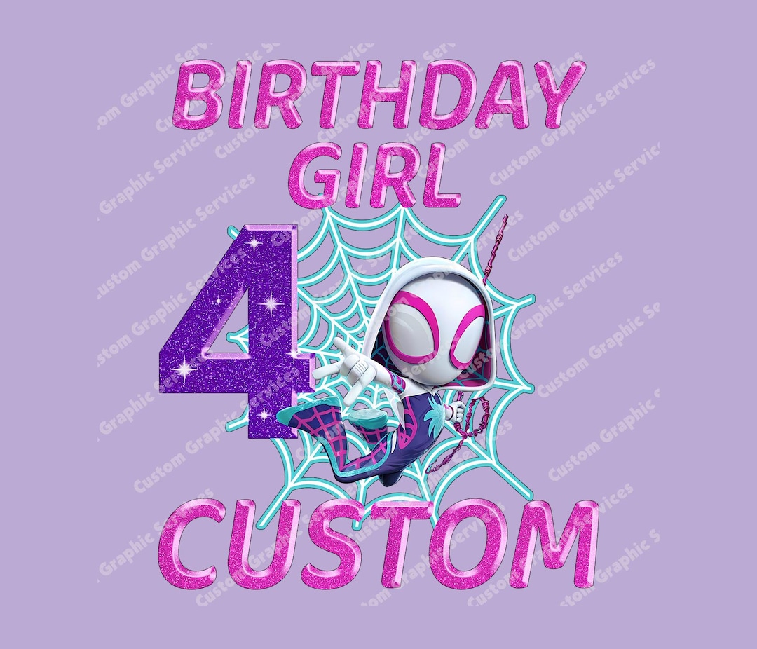 Custom Spidebirthday Girl PNG, Glitter Birthday Design, Ready to Print ...