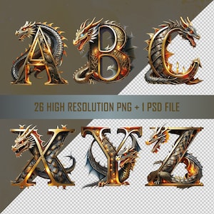 Dragon Alphabet Clipart: 26 Letter Set (digital Download) - Etsy