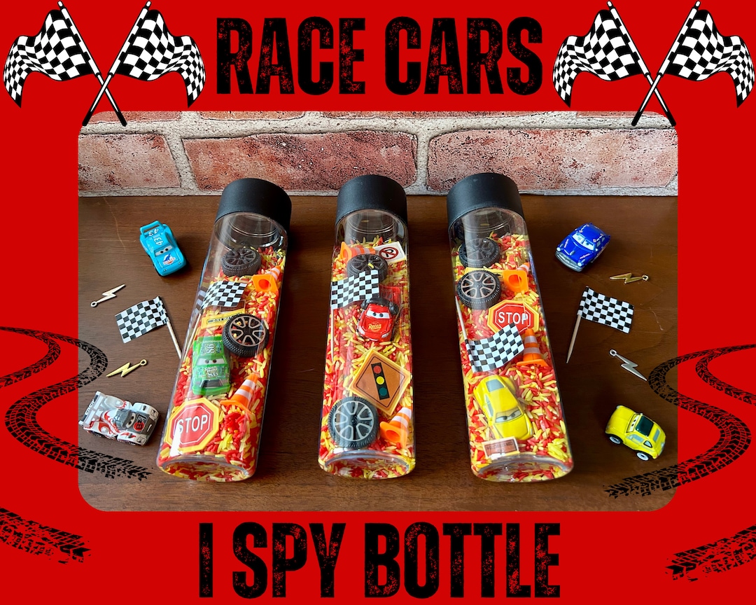 Cars Sensory Bottle Personalized, Race Car I Spy Toddler Activities ...