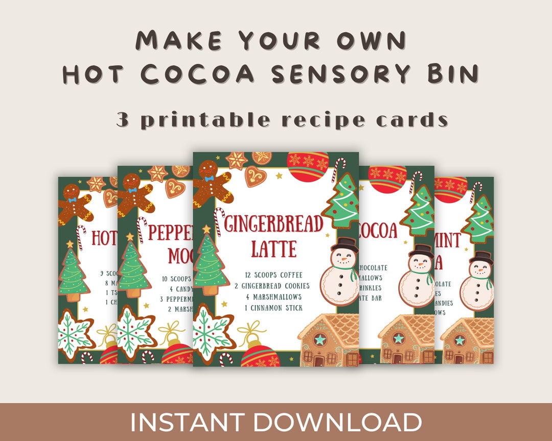 Printable Recipe Cards for a Make Your Own Hot Cocoa Sensory Bin ...