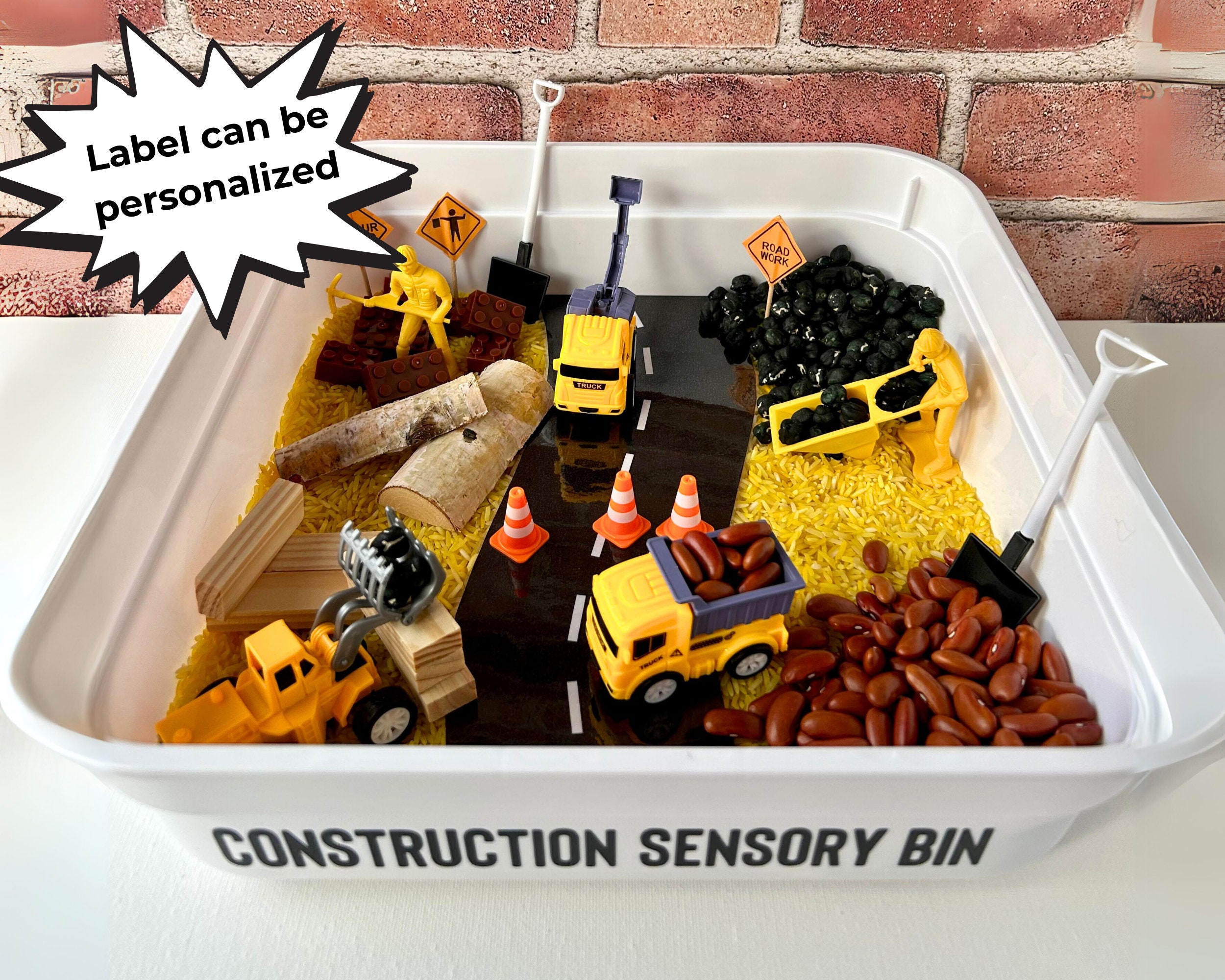 Construction Sensory Bin Activity Gift, Personalized Sensory Play Table ...