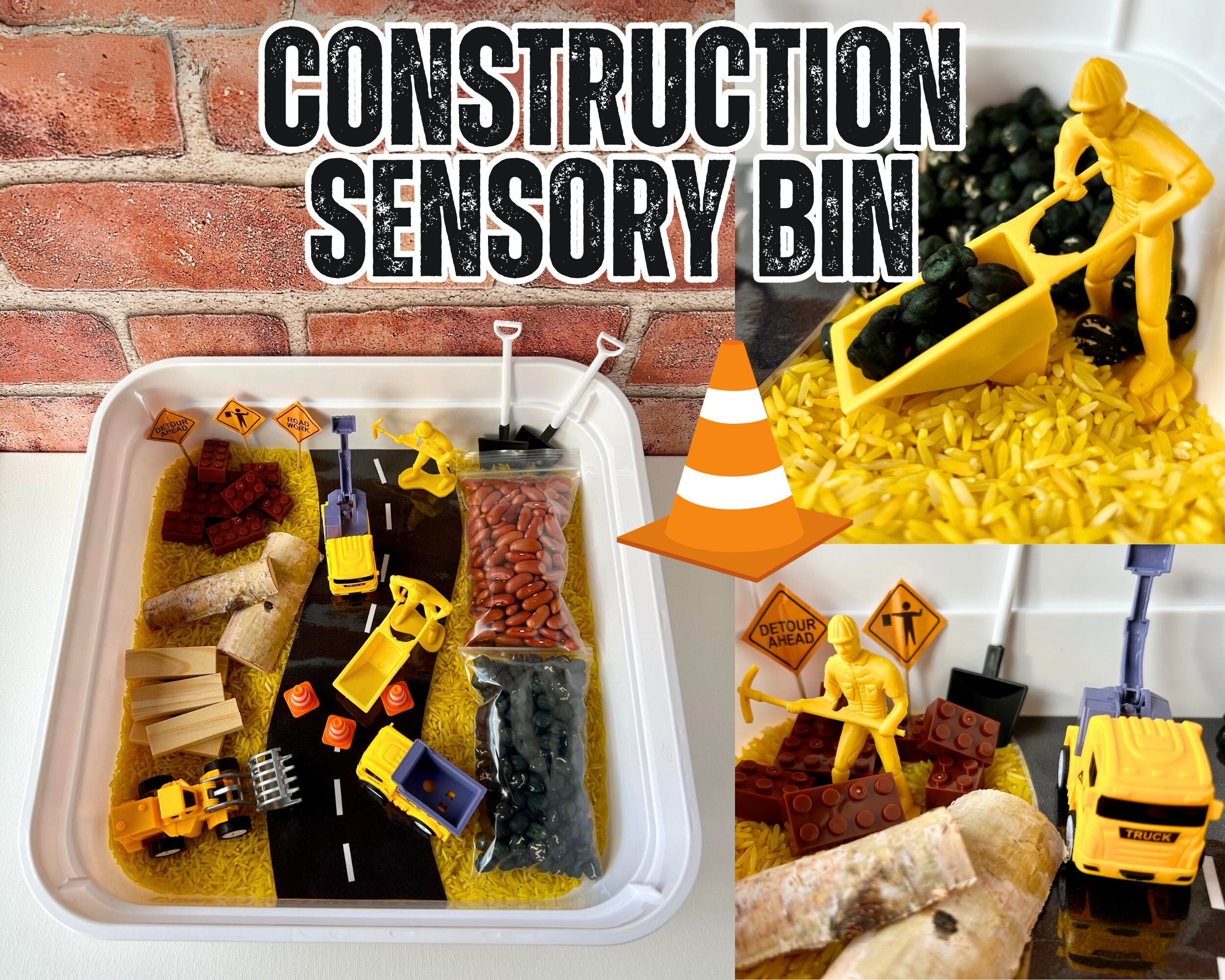 Construction Sensory Bin: Montessori STEM Toy With Personalized Bin - Etsy