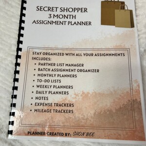 Secret Shopper 3 Month Assignment Planner - Etsy
