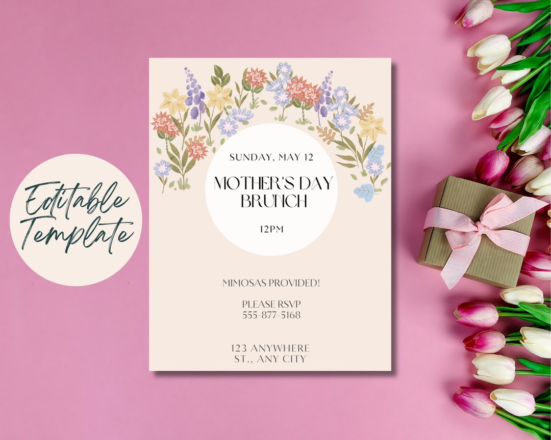 Mother's Day Invitation | Editable Template - Etsy
