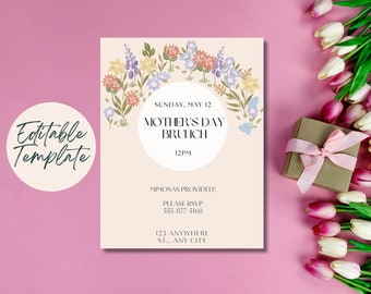 Editable Mother's Day Invitation Mother's Day Brunch Invite Floral ...