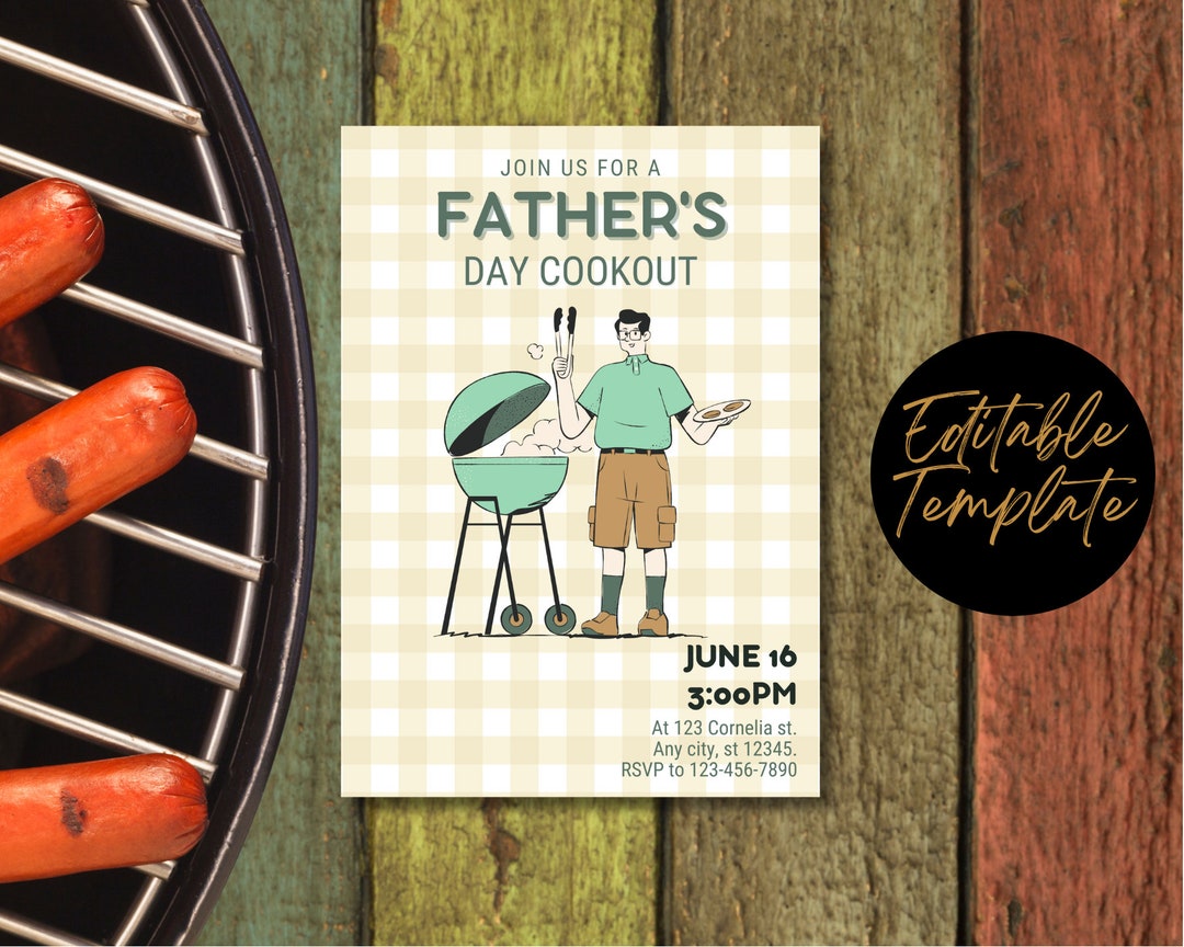 Father's Day Cookout Invitation | Editable Template - Etsy