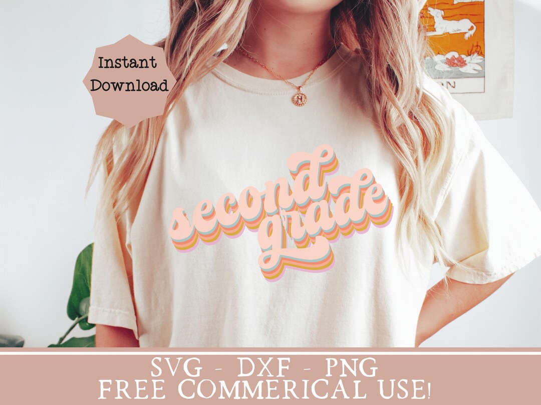 Second Grade Sublimation Design Teacher Team Tshirt Png Retro 2nd Grade ...