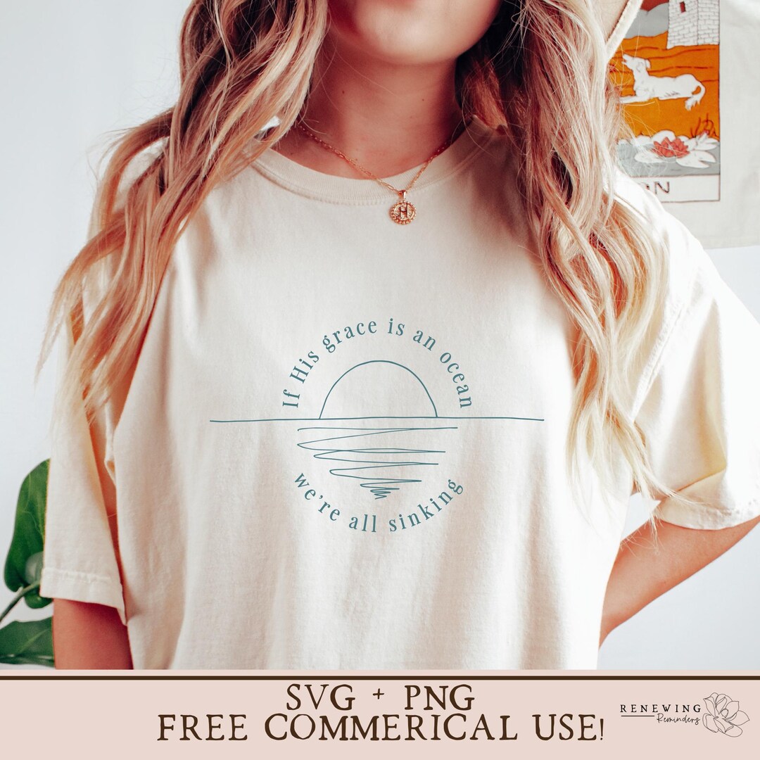 Minimalist Christian Shirt Svg Grace is an Ocean Png Christian Sunset ...
