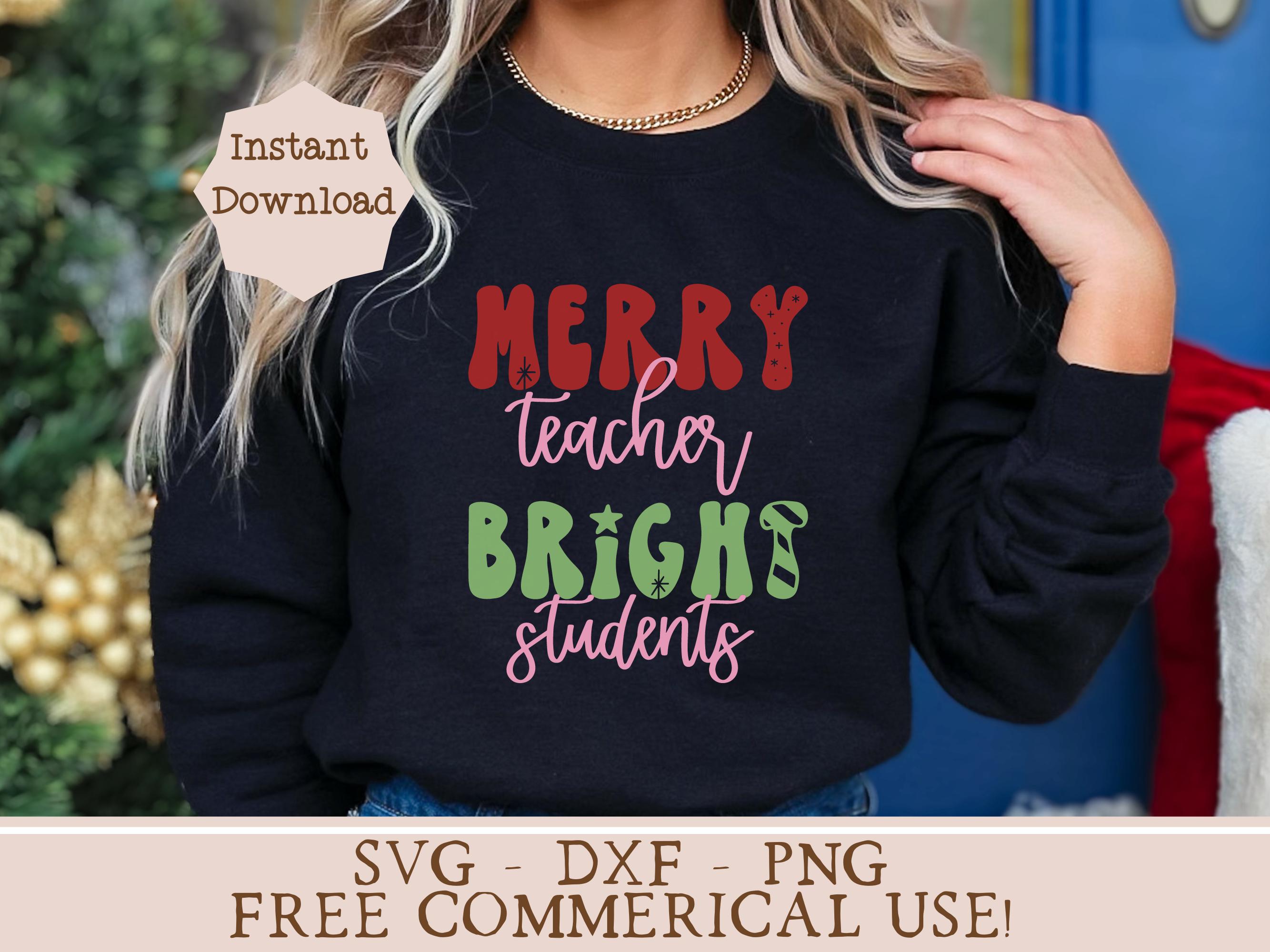 Retro Teacher Christmas Shirt Svg Merry Teacher Bright Student Png ...