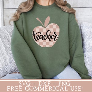 Checkered Apple Png Teacher Apple Svg Teacher Tote Bag Png Checkered ...