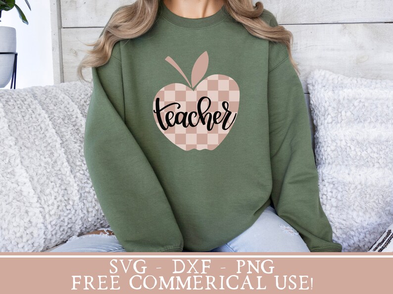 Checkered Apple Png Teacher Apple Svg Teacher Tote Bag Png Checkered ...