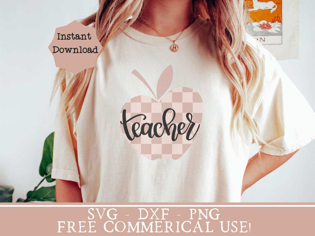 Checkered Apple Png Teacher Apple Svg Teacher Tote Bag Png Checkered ...