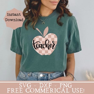 Checkered Apple Png Teacher Apple Svg Teacher Tote Bag Png Checkered ...