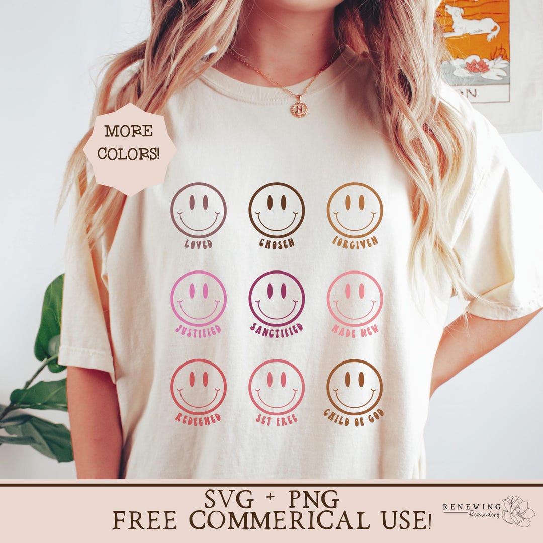 Identity in Christ Svg Christian Smiley Face Shirt Png Happy Face Shirt ...