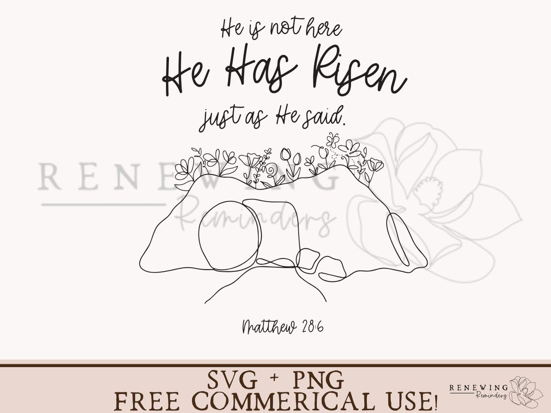 Christian Easter Shirt Svg He Has Risen Png Empty Tomb Svg Matthew 28 6 ...