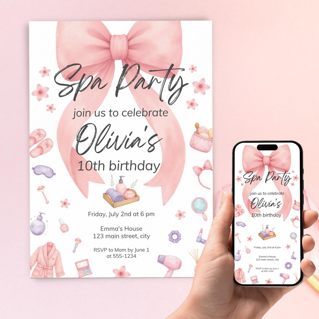 Skin Care Birthday Invite, Glam Party, Spa Party Invitation, Digital ...