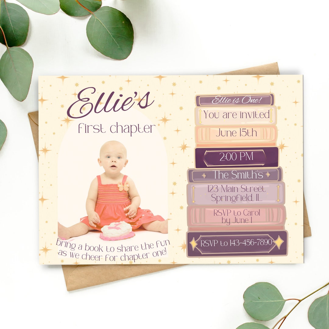 EDITABLE Story Book Digital Invitation, Storybook First Birthday Invite ...