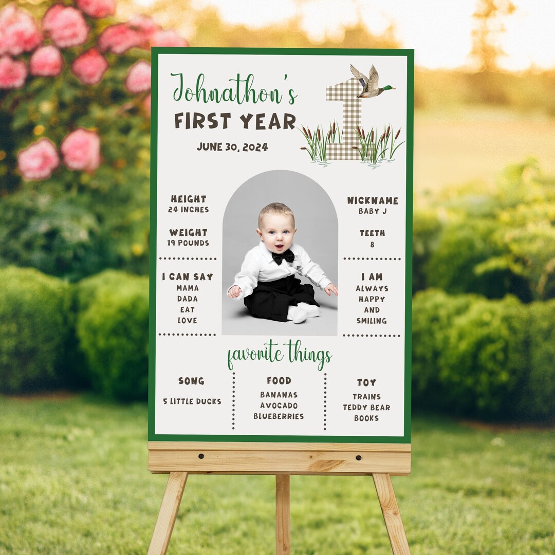 Editable One Lucky Duck First Year Sign Digital, Editable Birthday Sign ...