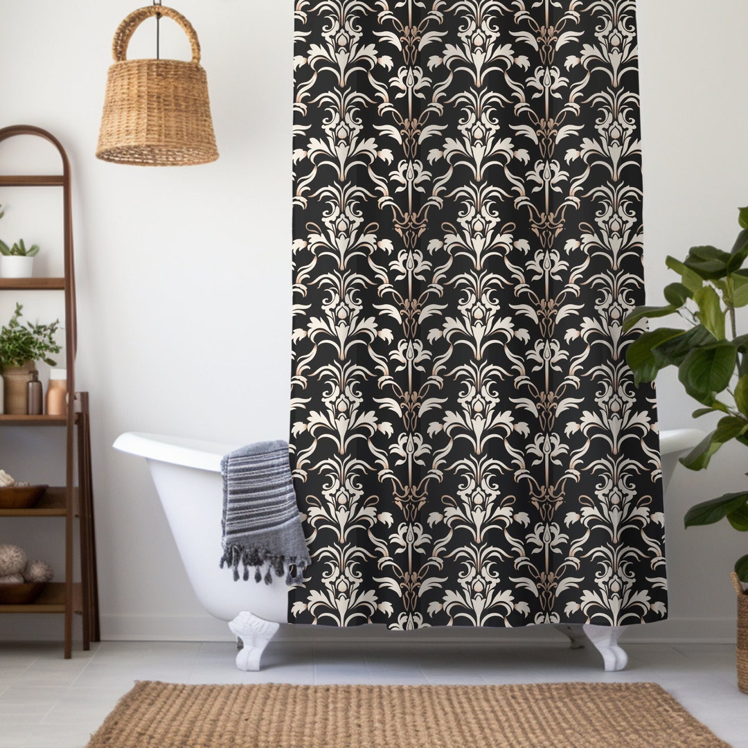 Demask Shower Curtain Whimsigoth Shower Curtain Dark Moody Shower Curtain Gothic Bathroom Decor ...