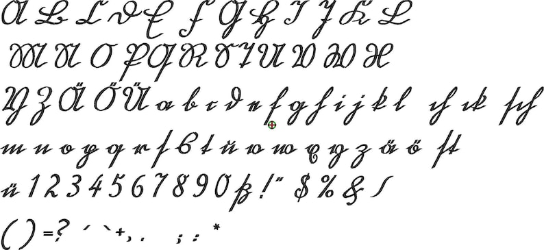 Antique Style German Script 30 Mm Embroidery Alphabet, 92 Characters, 6 ...