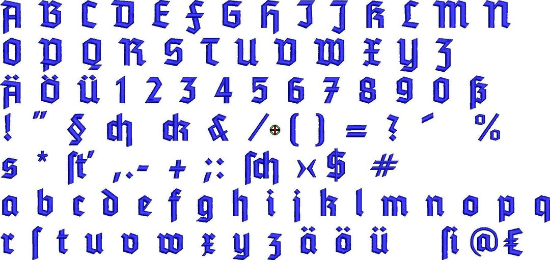 Tannenberg ESA Font Antique Style German 10 - 50 Mm for Wilcom, Hatch ...