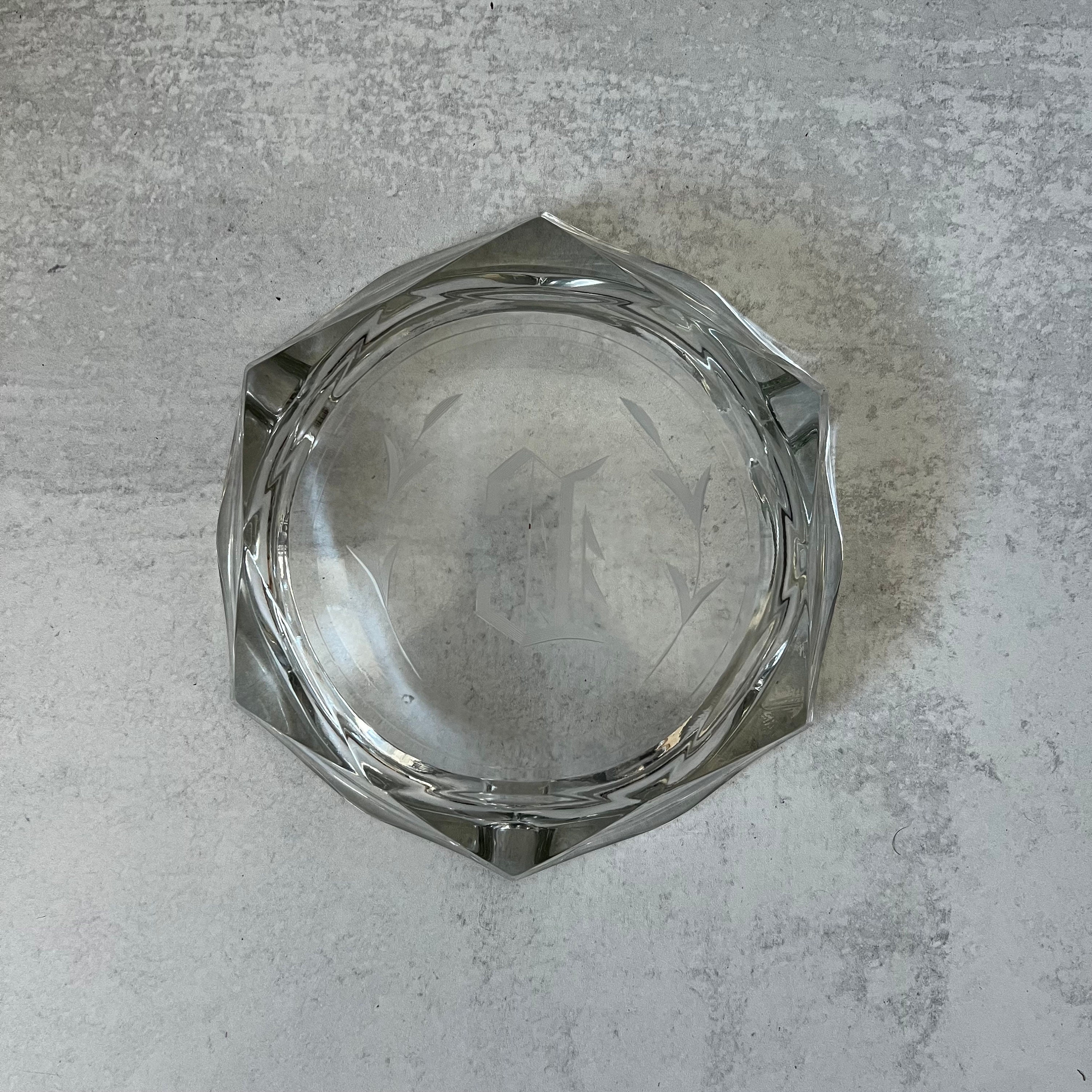 Vintage Etched Glass Ashtray - Etsy