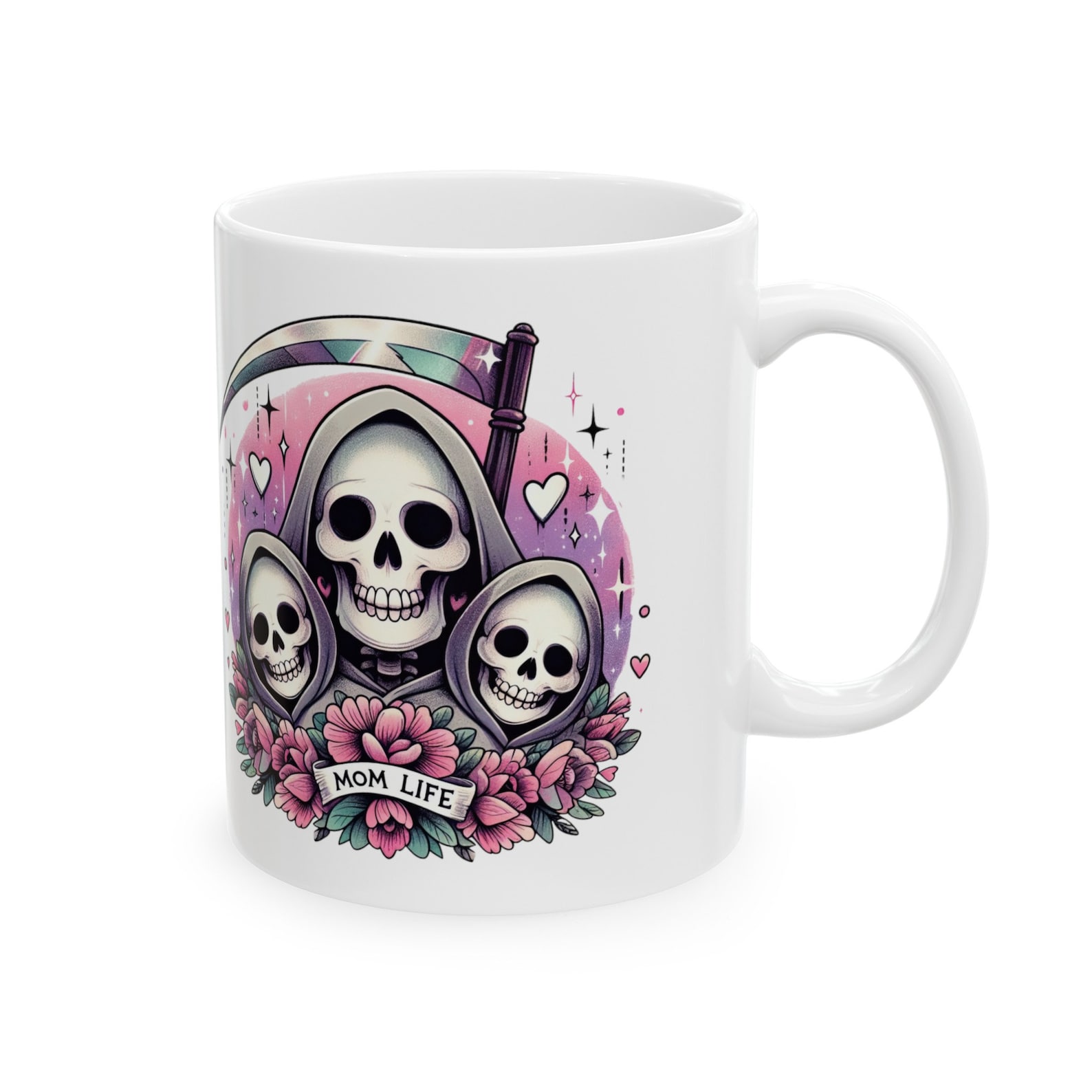 Unique Skeleton Skull Mom Life Ceramic Coffee Mug Tumbler Sugar Skull ...