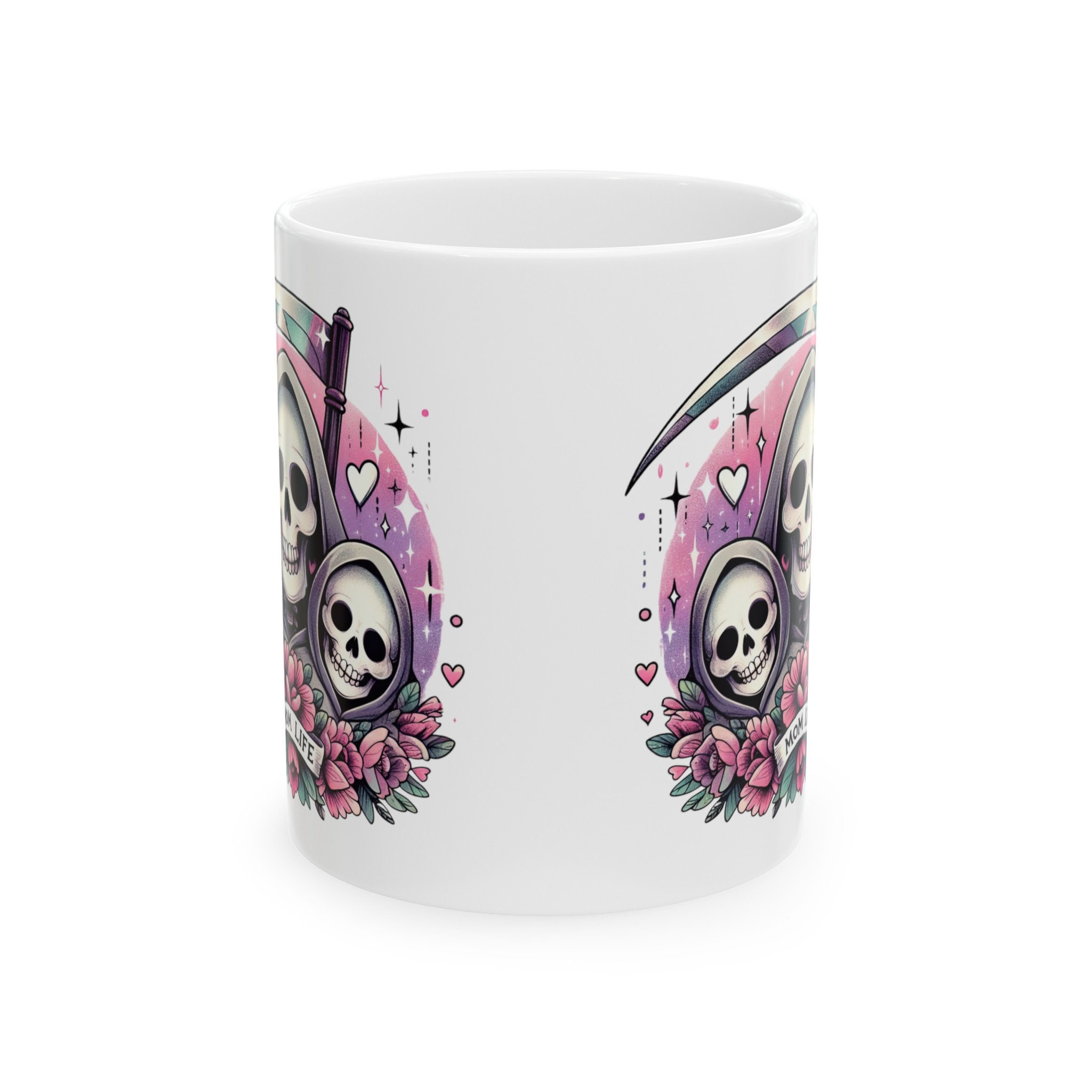 Unique Skeleton Skull Mom Life Ceramic Coffee Mug Tumbler Sugar Skull ...